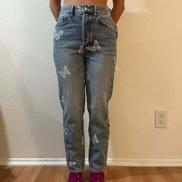 PacSun | Jeans | Pacsun Ultra Rise Slim Jeans W Butterfly Print | Poshmark